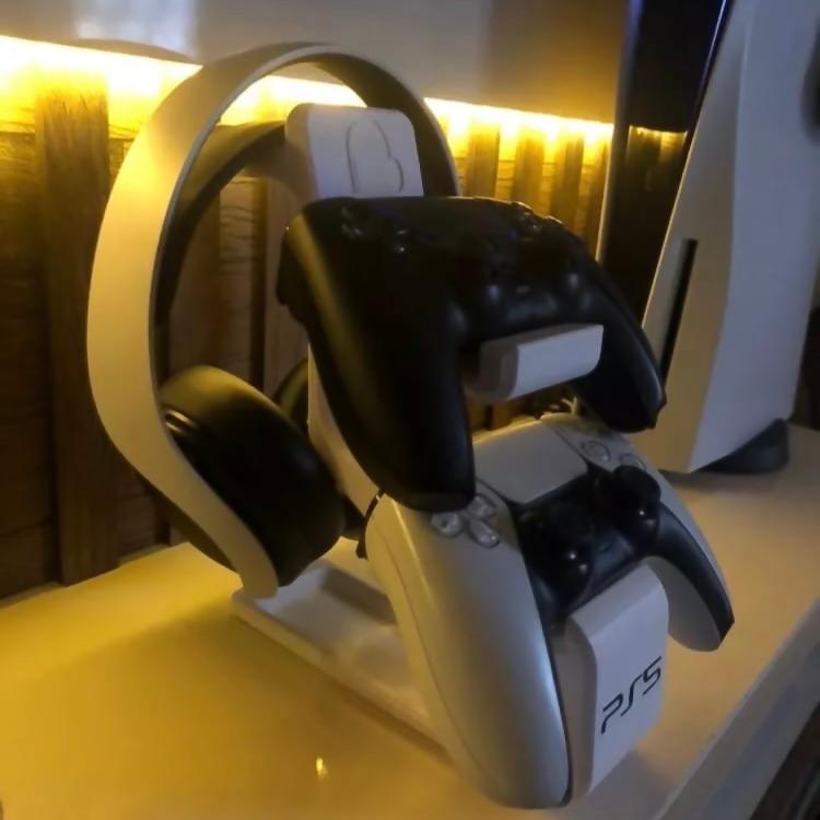 Combined Headphone & PS5 Dual Controller Stand – FigureOut 3D